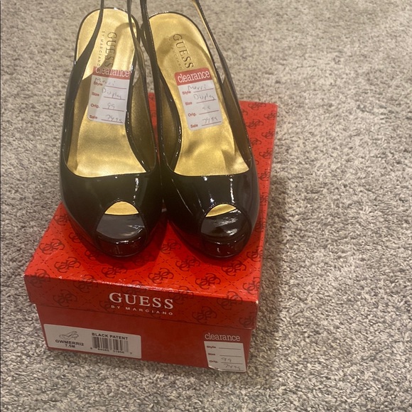 Guess | Shoes | Guess Black Patent Leather Peeptoe Heels | Poshmark